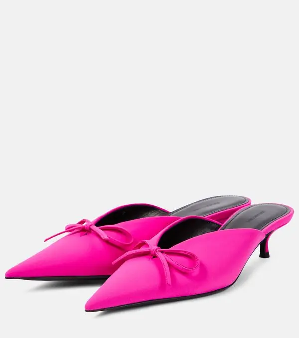 Balenciaga Knife Bow Leather-trimmed Pumps