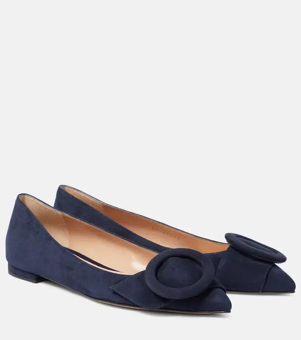 GIANVITO ROSSI Camden Suede Ballet Flats - Blue