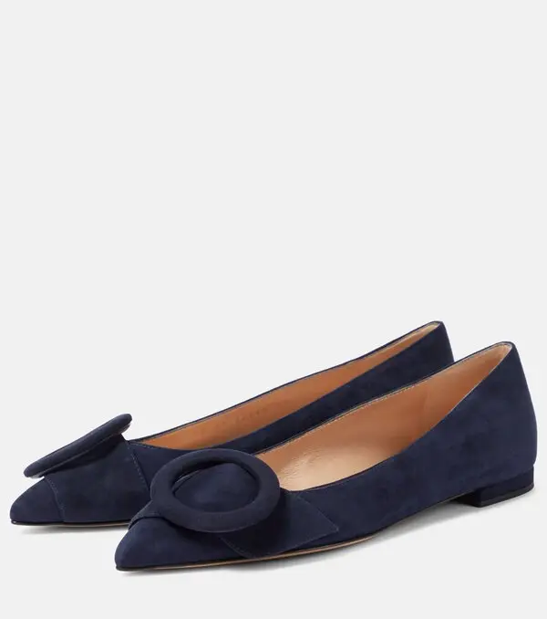 GIANVITO ROSSI Camden Suede Ballet Flats - Blue