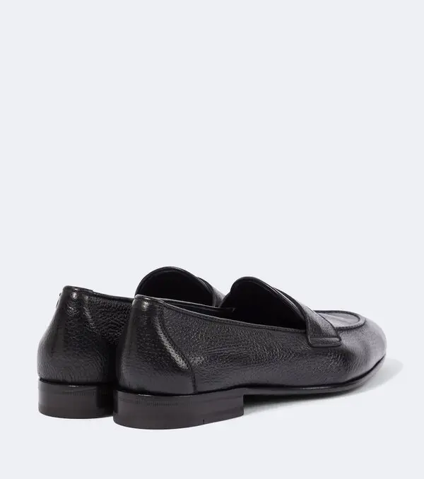 Brioni Appia Grained Leather Penny Loafers - Black