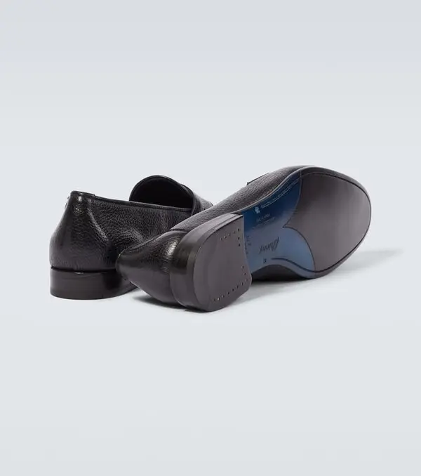 Brioni Appia Grained Leather Penny Loafers - Black