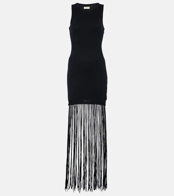Faithfull The Brand Maceio Fringed Cotton Jersey Minidress - Black