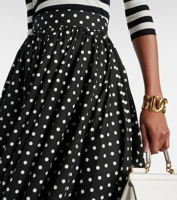 Dolce & Gabbana Polka-dot High-rise Cotton Poplin Midi Skirt