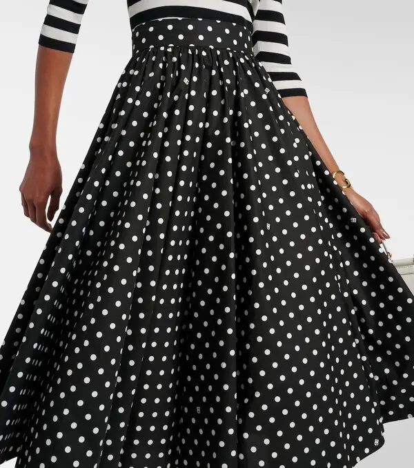 Dolce & Gabbana Polka-dot High-rise Cotton Poplin Midi Skirt