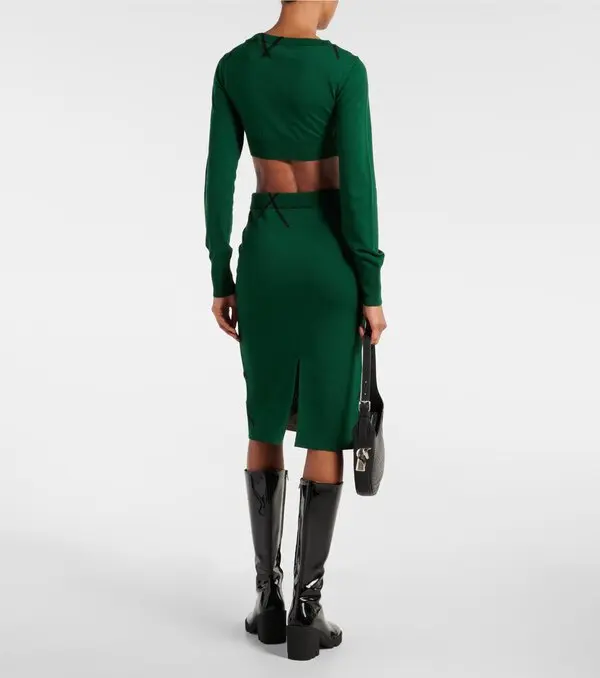 Burberry Checked Cotton Midi Skirt