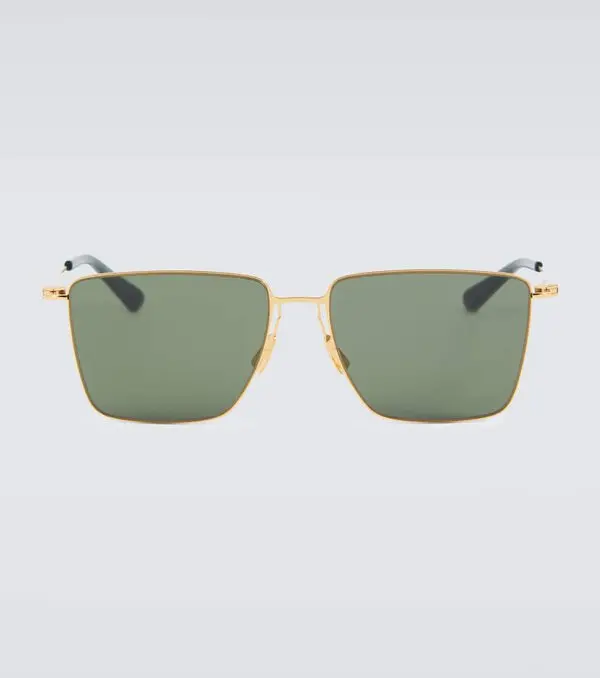 Bottega Veneta Ultrathin Rectangle Sunglasses - Green