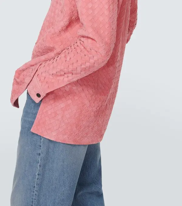 Bottega Veneta Intrecciato Suede Shirt - Pink | Editorialist