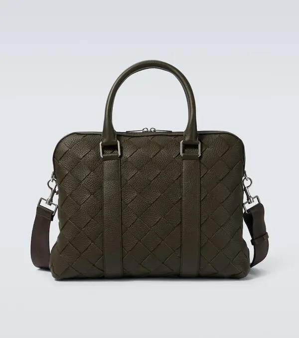 Bottega Veneta Intrecciato Leather Briefcase - Brown