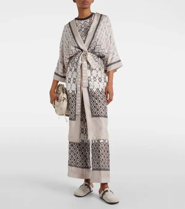 Brunello Cucinelli Printed Silk Robe