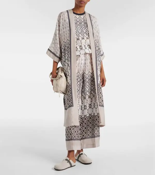 Brunello Cucinelli Printed Silk Robe