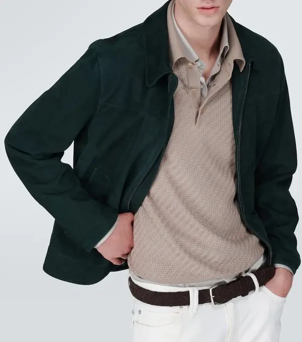 Brioni Suede Blouson Jacket - Green