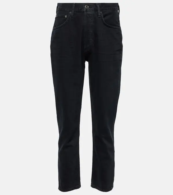 AGOLDE Riley Crop High-rise Slim Jeans - Black