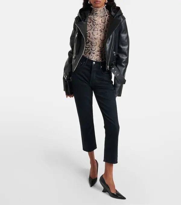 AGOLDE Riley Crop High-rise Slim Jeans - Black