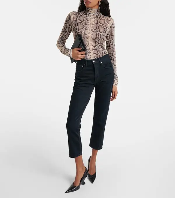 AGOLDE Riley Crop High-rise Slim Jeans - Black