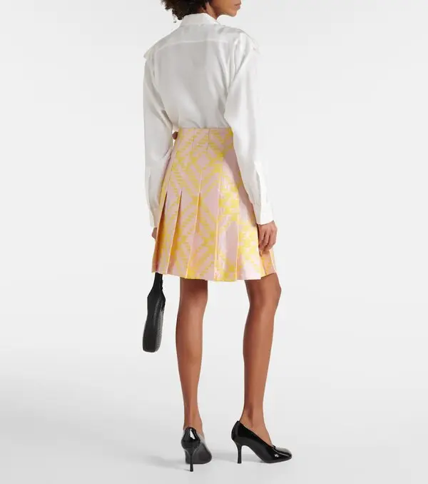 Burberry Checked Miniskirt - Yellow