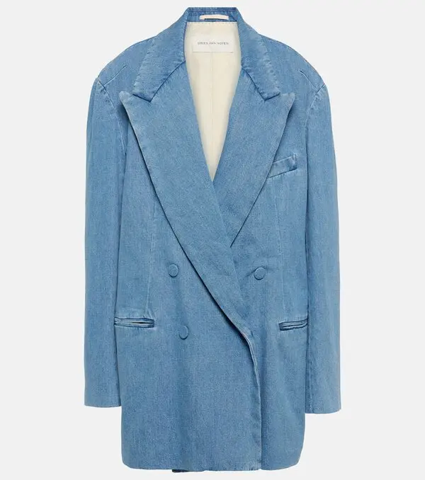 Dries Van Noten Oversized Denim Blazer - Blue