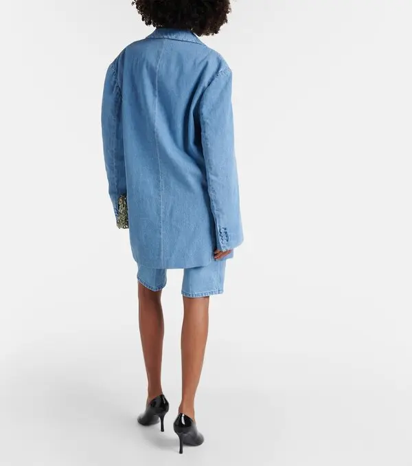 Dries Van Noten Oversized Denim Blazer - Blue