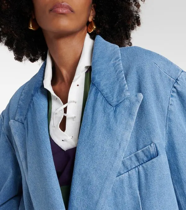 Dries Van Noten Oversized Denim Blazer - Blue
