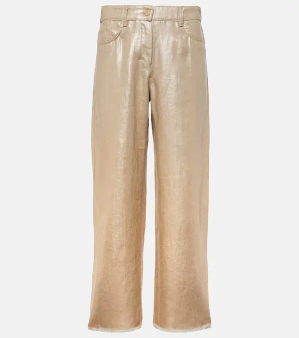 Max Mara High-rise Cropped Wide-leg Linen Pants
