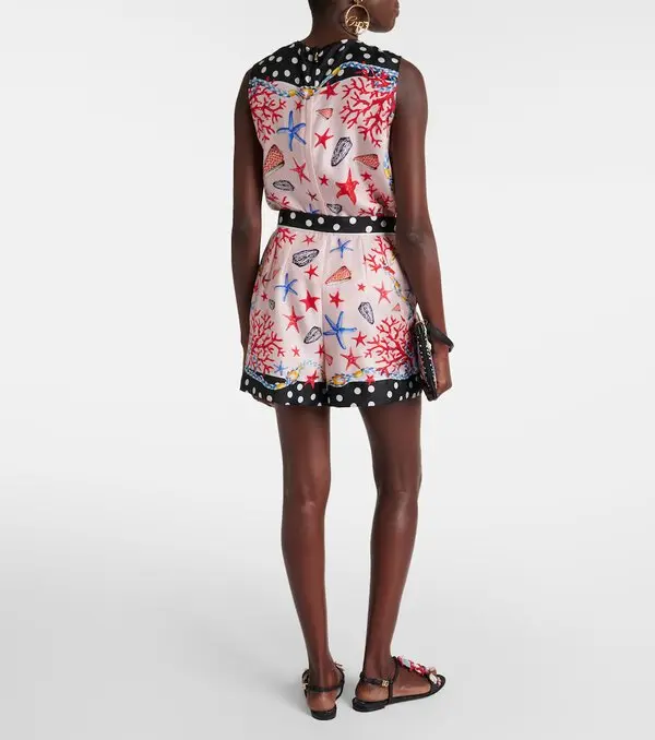 Dolce & Gabbana Capri Printed Silk Shorts - White
