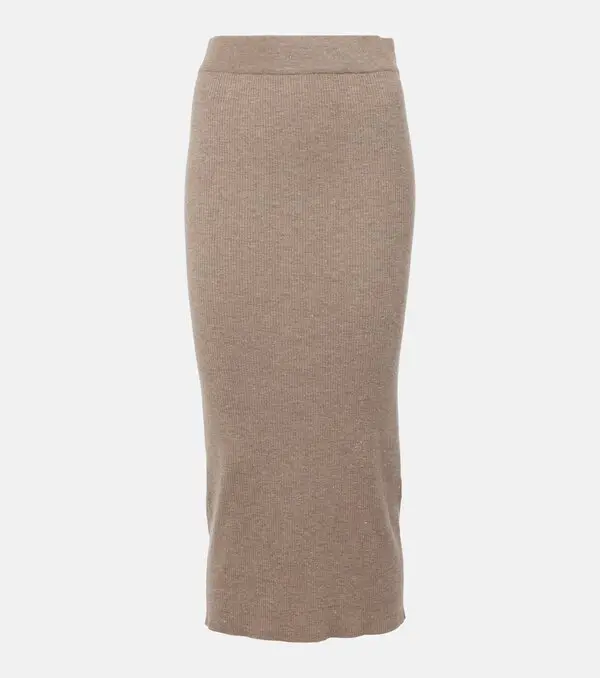 Brunello Cucinelli Knitted Midi Skirt - Beige