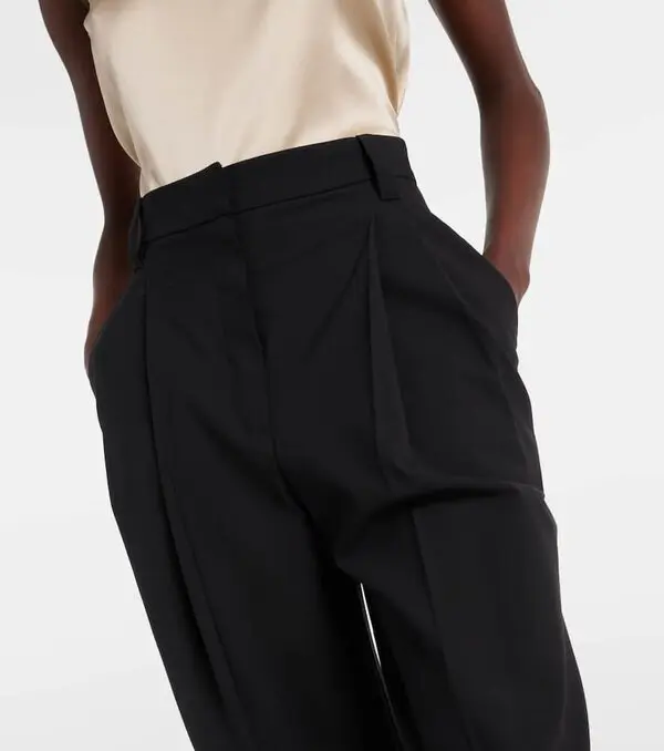 Brunello Cucinelli Wool-blend Wide-leg Trousers - Black