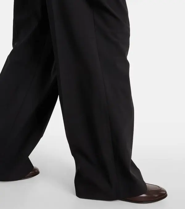 Brunello Cucinelli Wool-blend Wide-leg Trousers - Black