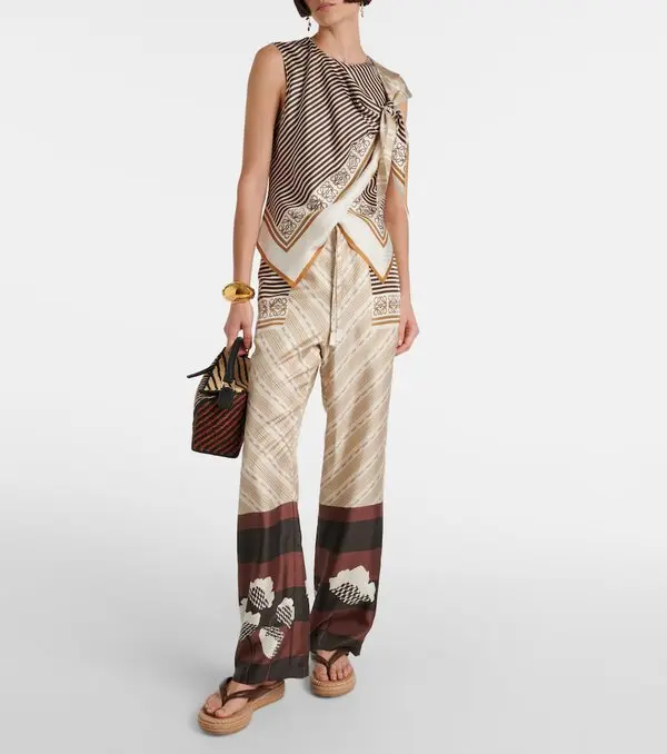 GIANVITO ROSSI Leather Platform Espadrille Thong Sandals - Brown
