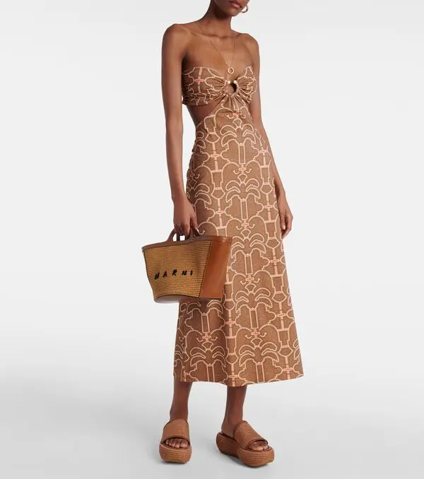 GIANVITO ROSSI Amami Leather And Raffia Platform Mules