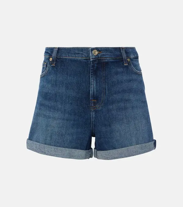 7 For All Mankind Mid-rise Denim Shorts - Blue