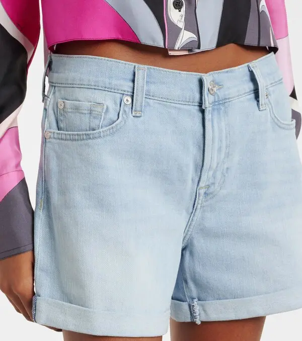 7 For All Mankind Mid-rise Denim Shorts - Blue