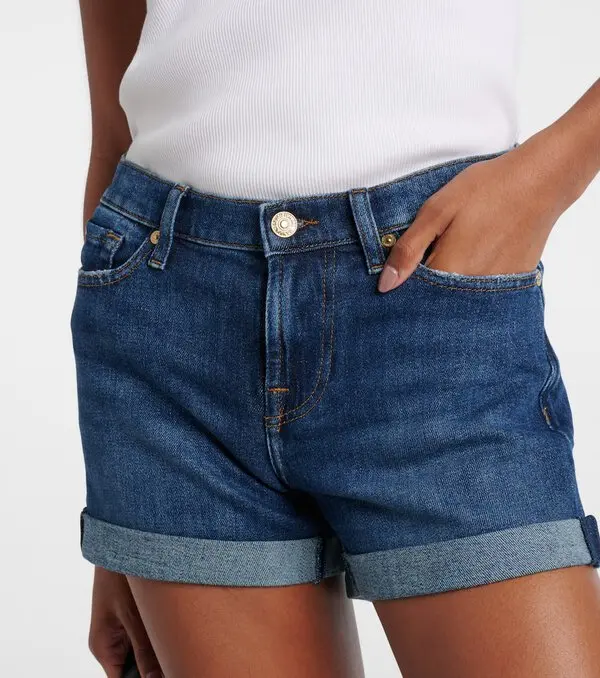 7 For All Mankind Mid-rise Denim Shorts - Blue