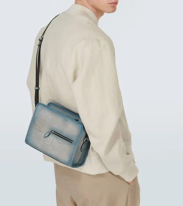 Berluti Journalier Scritto Leather Messenger Bag
