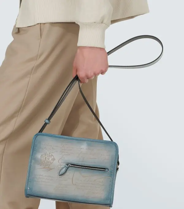Berluti Journalier Scritto Leather Messenger Bag