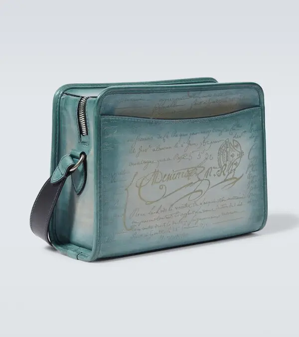 Berluti Journalier Scritto Leather Messenger Bag