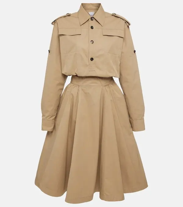 Bottega Veneta Cotton Twill Shirt Dress - Beige