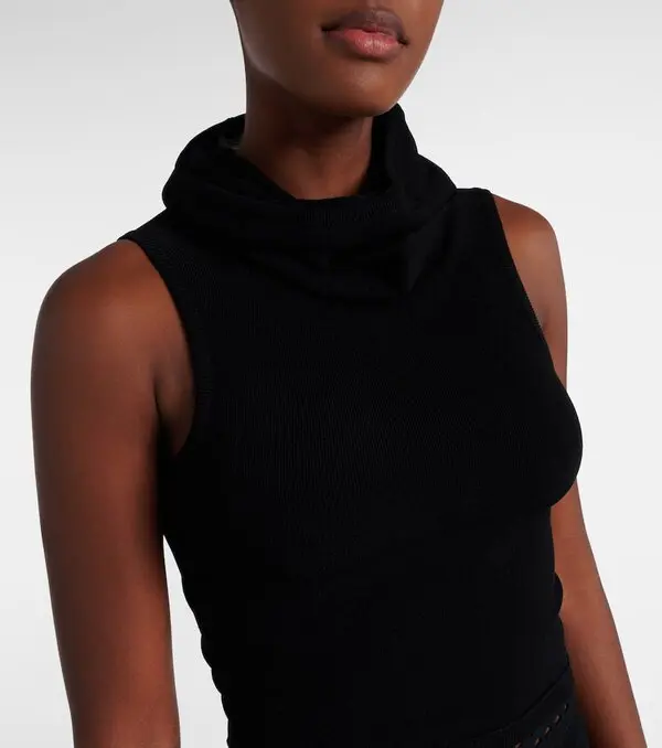 Alaïa Hooded Crop Top - Black