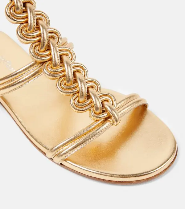GIANVITO ROSSI Capua Metallic Leather Sandals - Gold