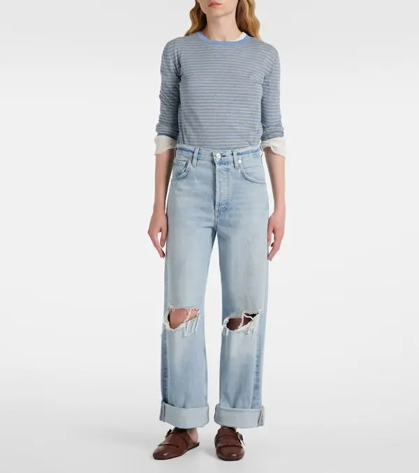 Citizens Of Humanity Ayla Distressed Mid-rise Wide-leg Jeans