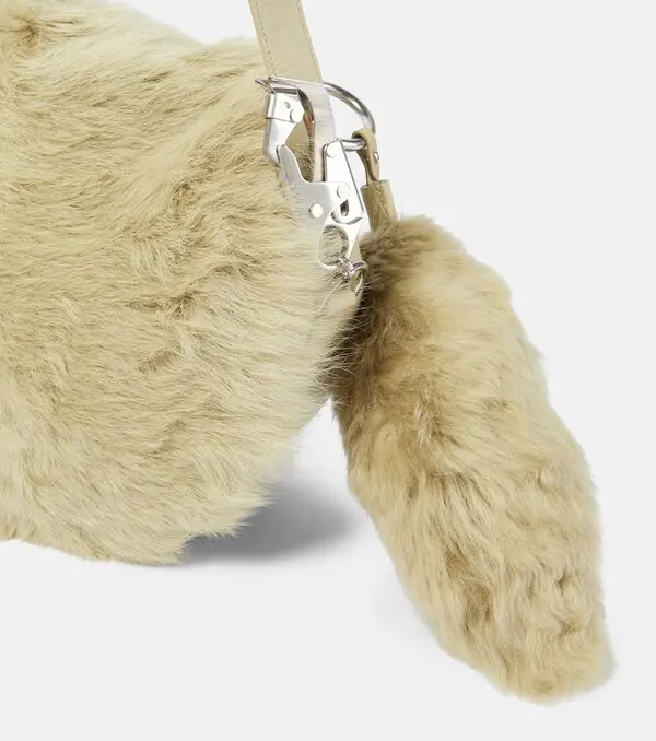 Burberry Knight Medium Shearling-trimmed Leather Shoulder Bag