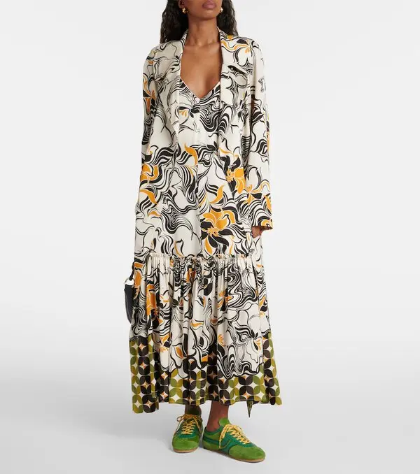 Dries Van Noten Printed Double-breasted Coat