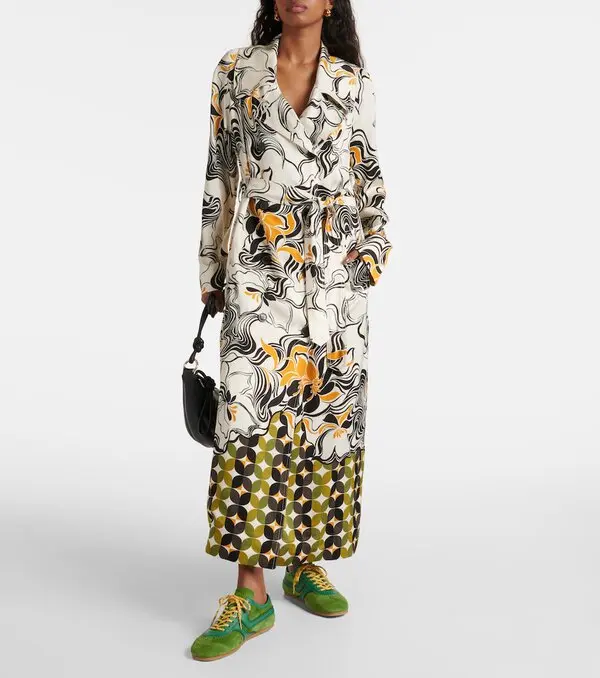 Dries Van Noten Printed Double-breasted Coat