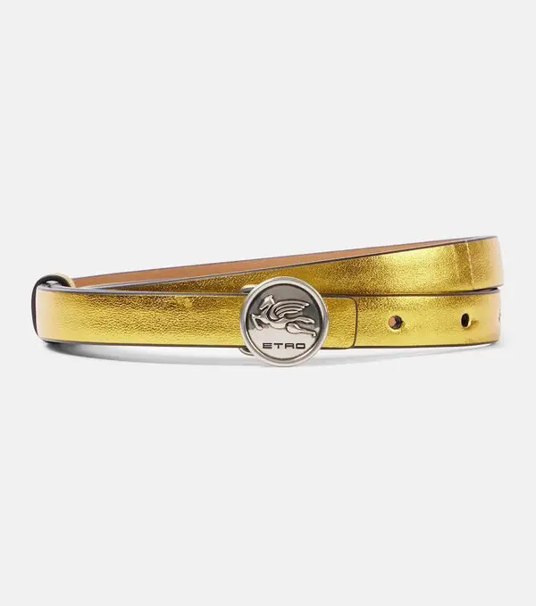 Etro 15mm Metallic Leather Belt - Silver