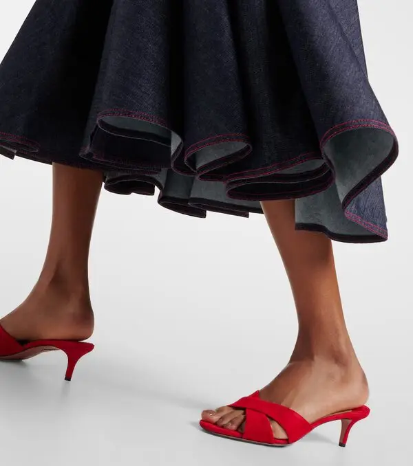 AQUAZZURA Divine 50 Suede Mules