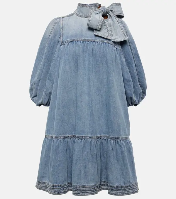 Buy Zimmermann Denim Smock Minidress - Blue At 30% Off