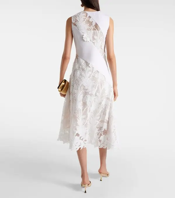 Oscar De La Renta Lace-trimmed Wool-blend Midi Dress