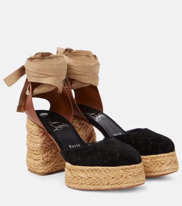 CHRISTIAN LOUBOUTIN Brigissima 70 Espadrille Sandals - Black