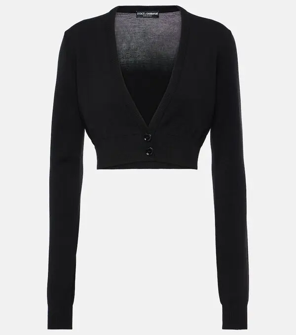 Dolce & Gabbana Cropped Virgin Wool Cardigan - Black