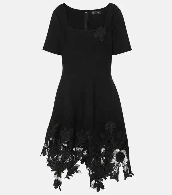 Oscar De La Renta Lace-trimmed Knitted Minidress