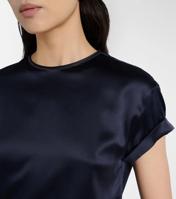 Brunello Cucinelli Silk-blend T-shirt - Blue